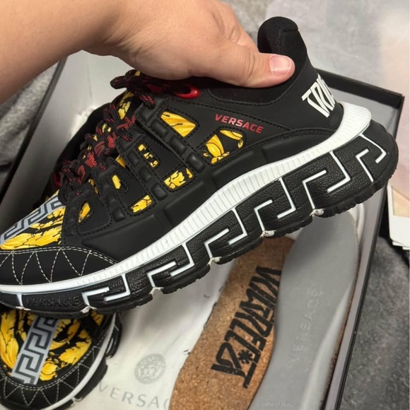 Versace | Shoes | Versace Black And Yellow Sneakers | Poshmark